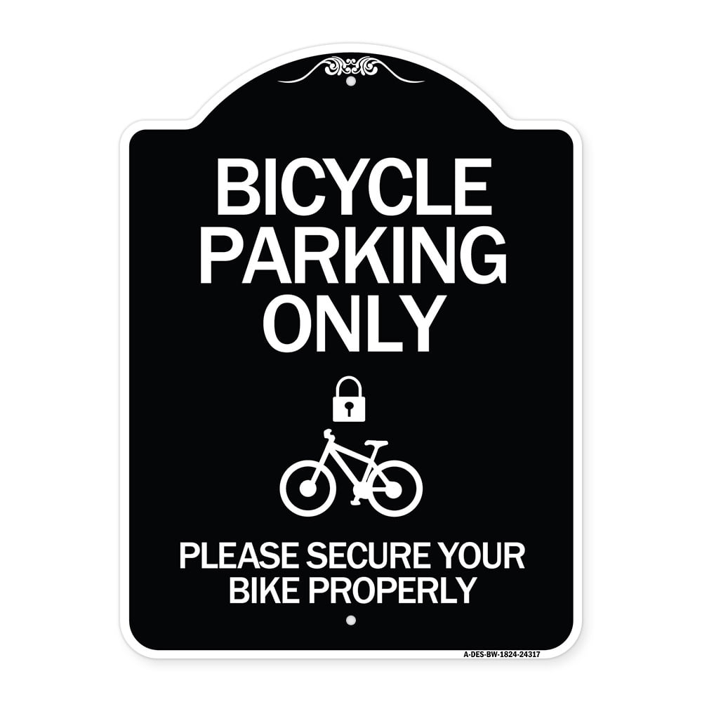 SignMission Designer Series Sign - Bicycle Parking Only Please Secure Your Bike Properly (With ...
