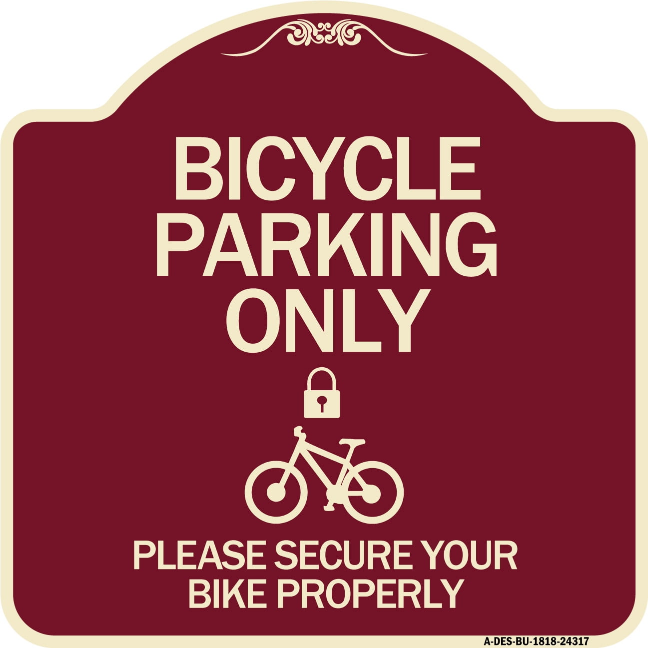 SignMission Designer Series Sign - Bicycle Parking Only Please Secure ...