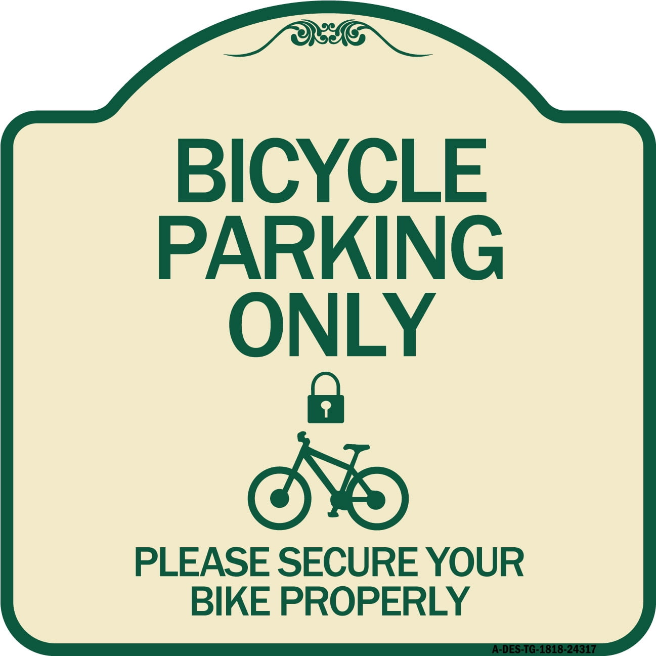 SignMission Designer Series Sign - Bicycle Parking Only Please Secure Your Bike Properly (With ...
