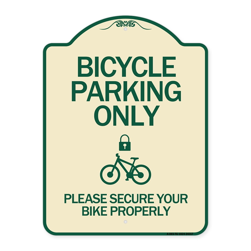 SignMission Designer Series Sign - Bicycle Parking Only Please Secure ...
