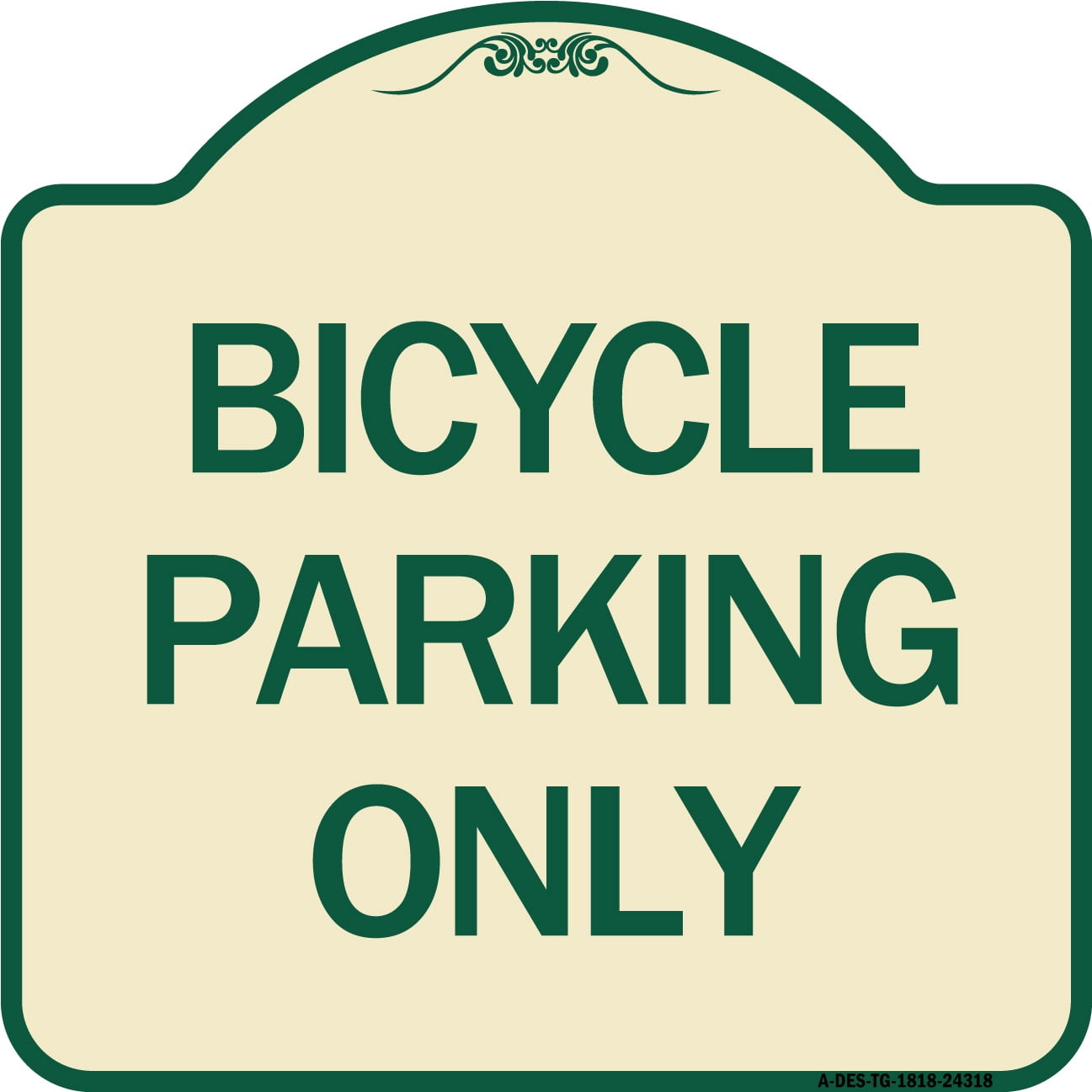 SignMission Designer Series Sign - Bicycle Parking Only | Tan & Green ...