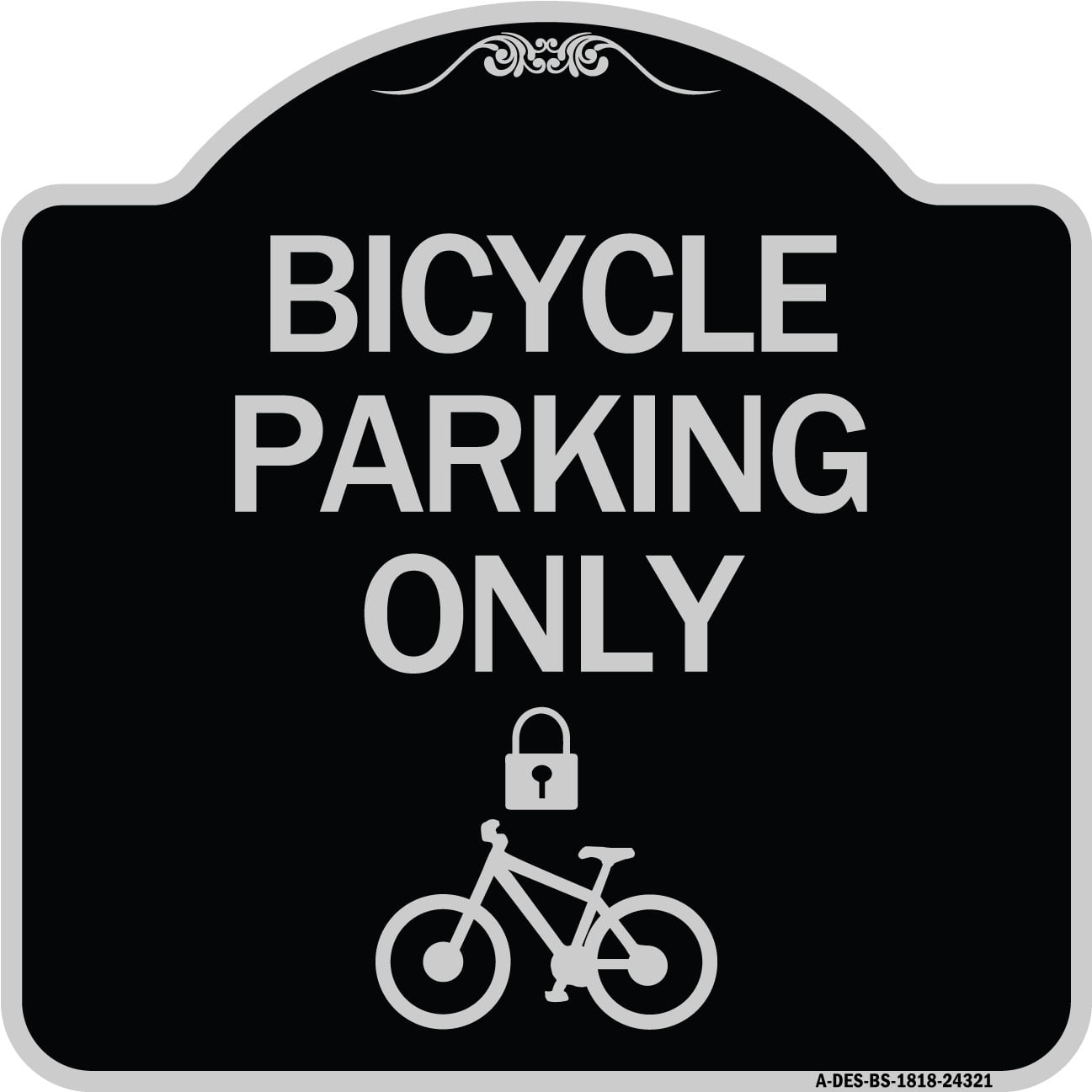 SignMission Designer Series Sign - Bicycle Parking Only (With Cycle and ...
