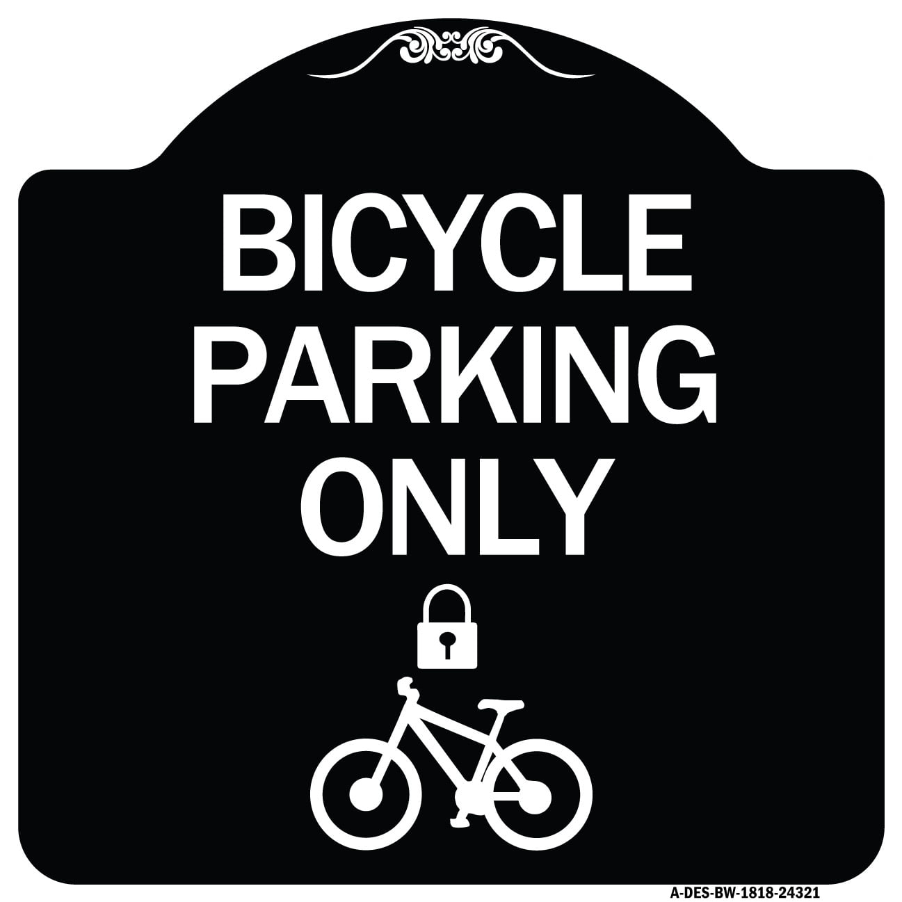 SignMission Designer Series Sign - Bicycle Parking Only (With Cycle and ...