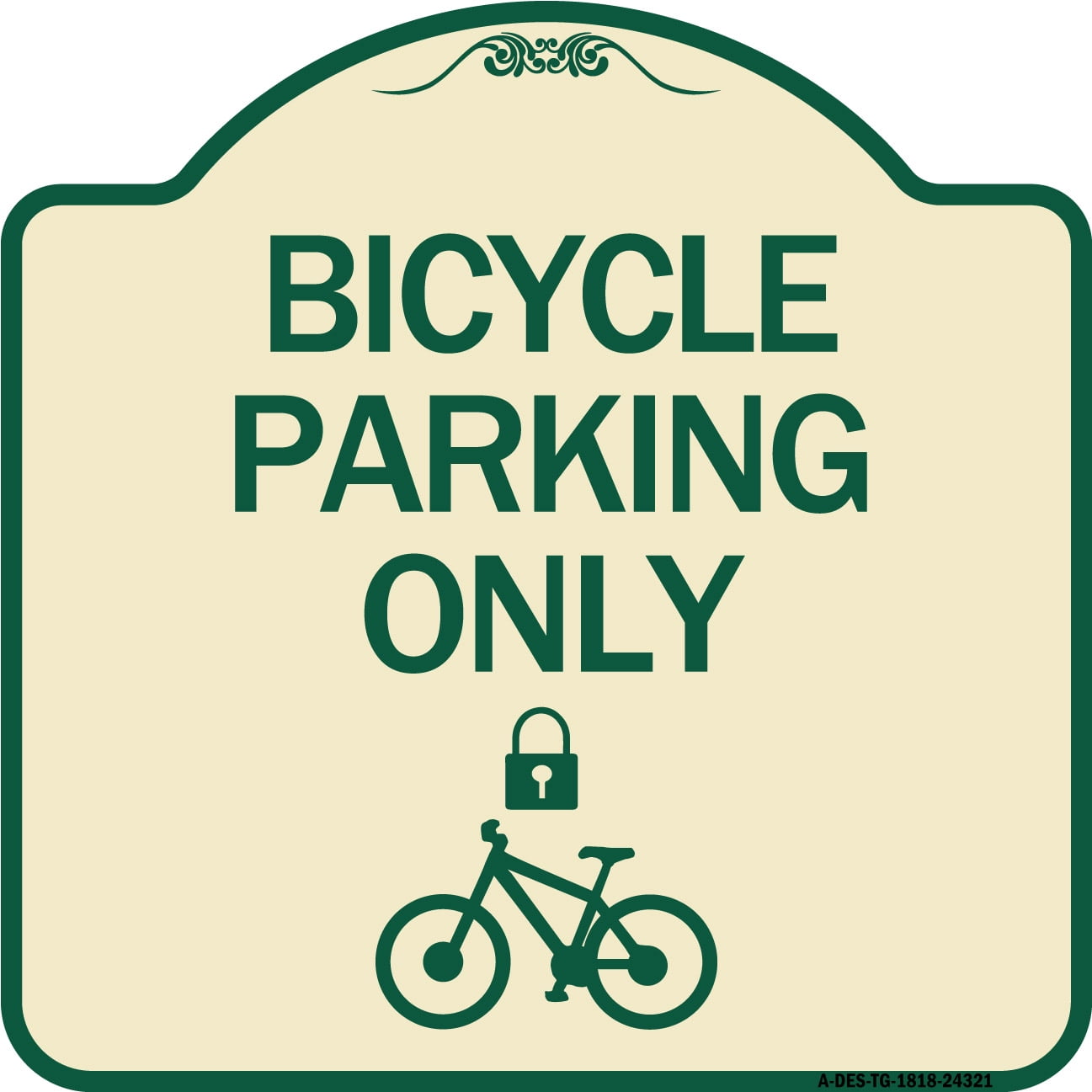 SignMission Designer Series Sign - Bicycle Parking Only (With Cycle and ...