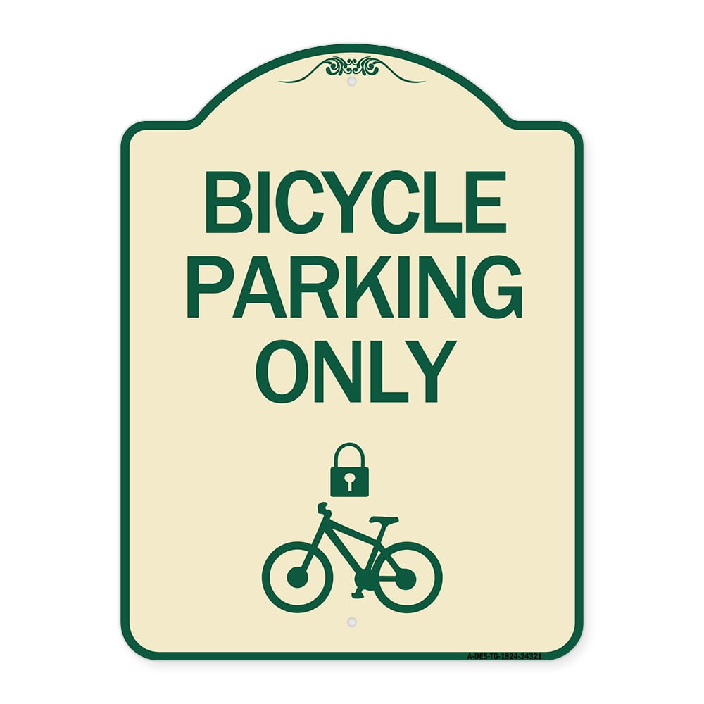 SignMission Designer Series Sign - Bicycle Parking Only (With Cycle and ...