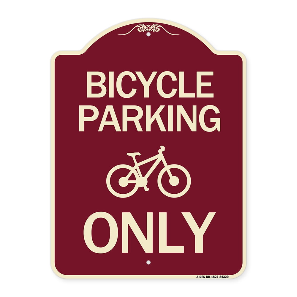 SignMission Designer Series Sign - Bicycle Parking Only (With Graphic ...