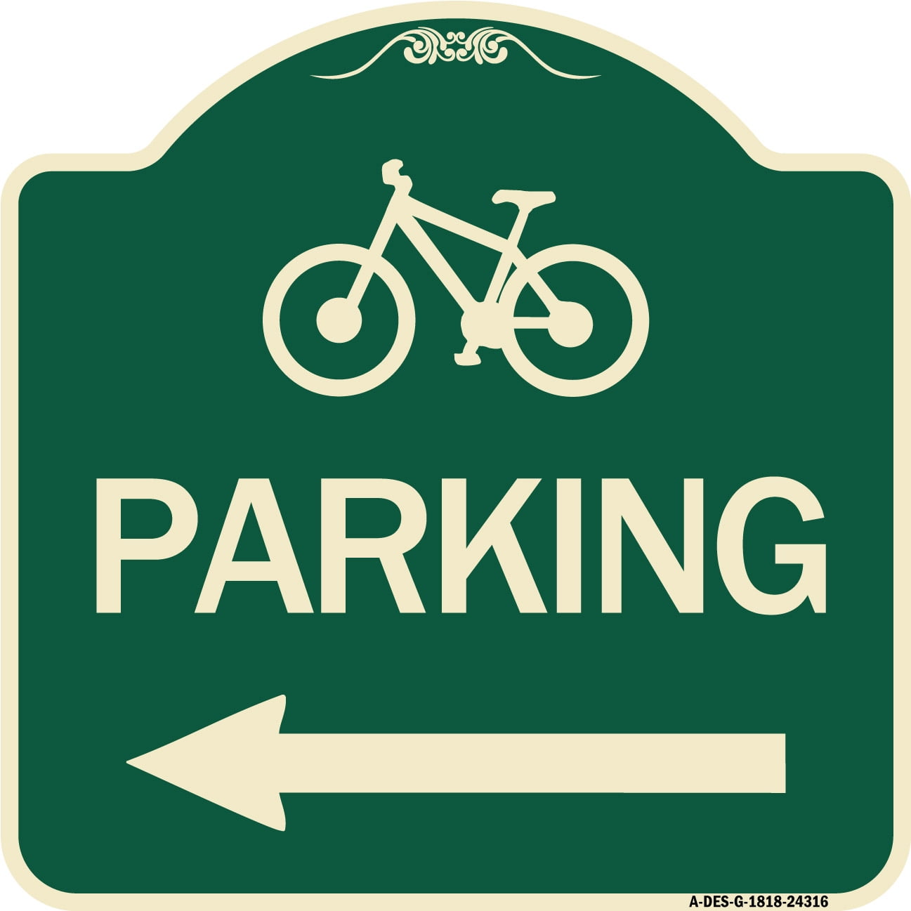SignMission Designer Series Sign - Bicycle Symbol Parking (Left Arrow ...