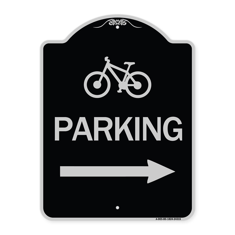 SignMission Designer Series Sign - Bicycle Symbol Parking (Right Arrow ...