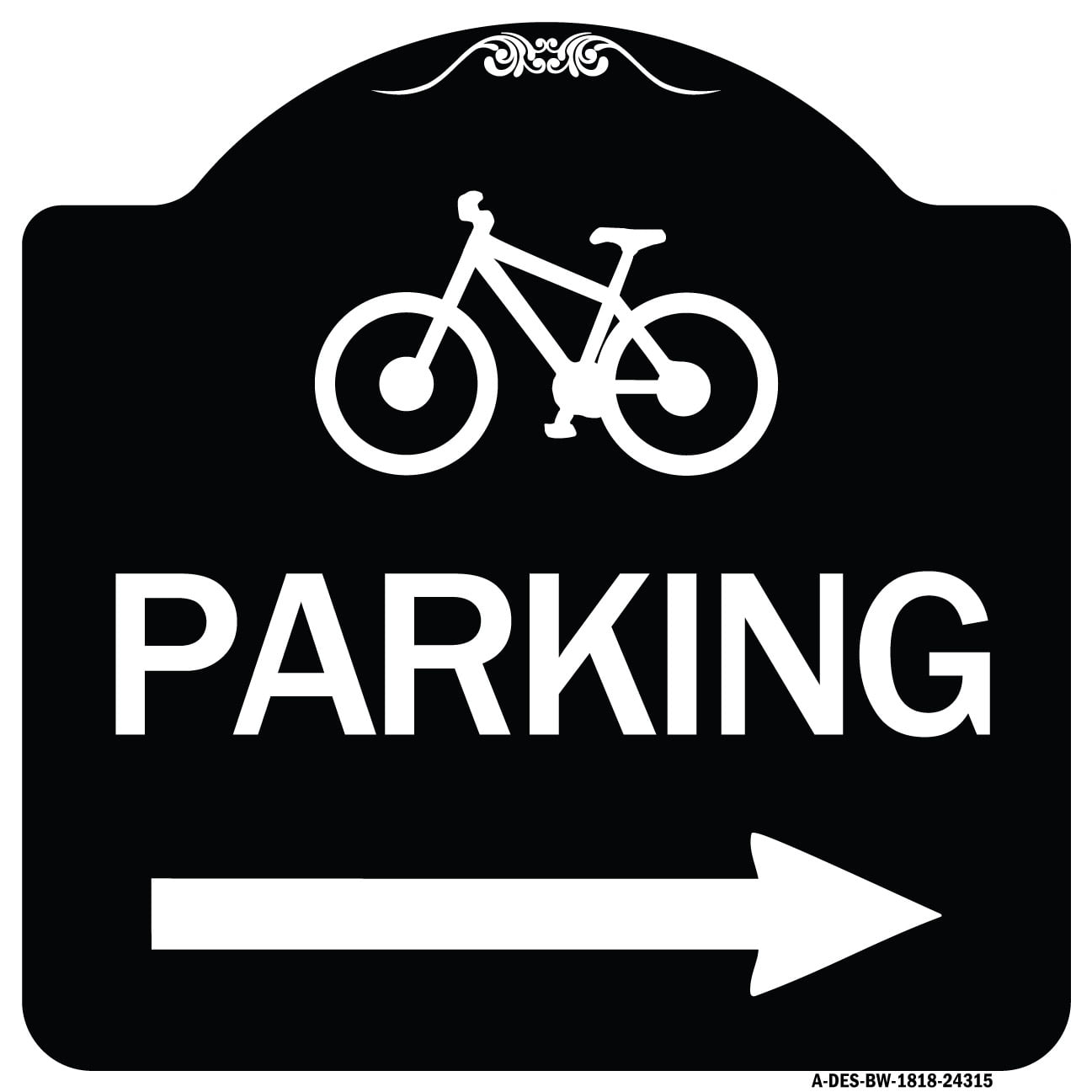 SignMission Designer Series Sign - Bicycle Symbol Parking (Right Arrow ...