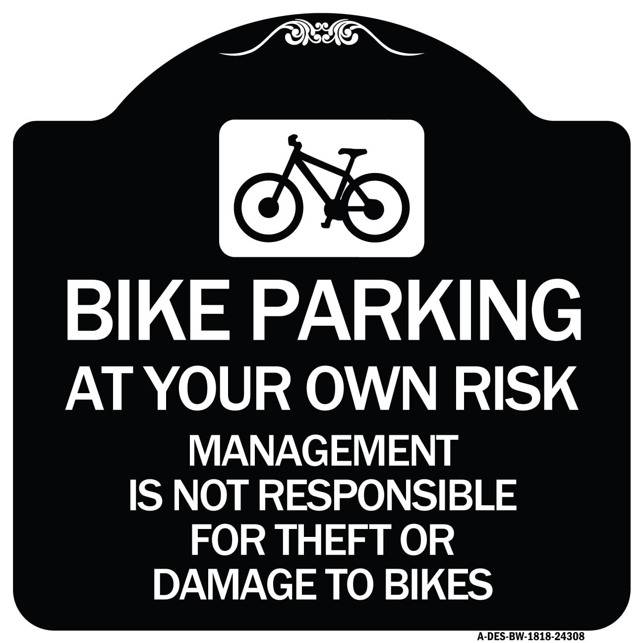 SignMission Designer Series Sign - Bike Parking at Your Own Risk ...