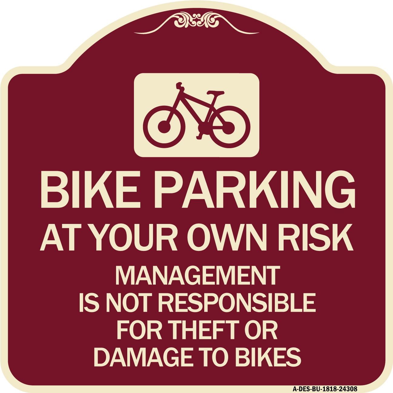 SignMission Designer Series Sign - Bike Parking at Your Own Risk ...