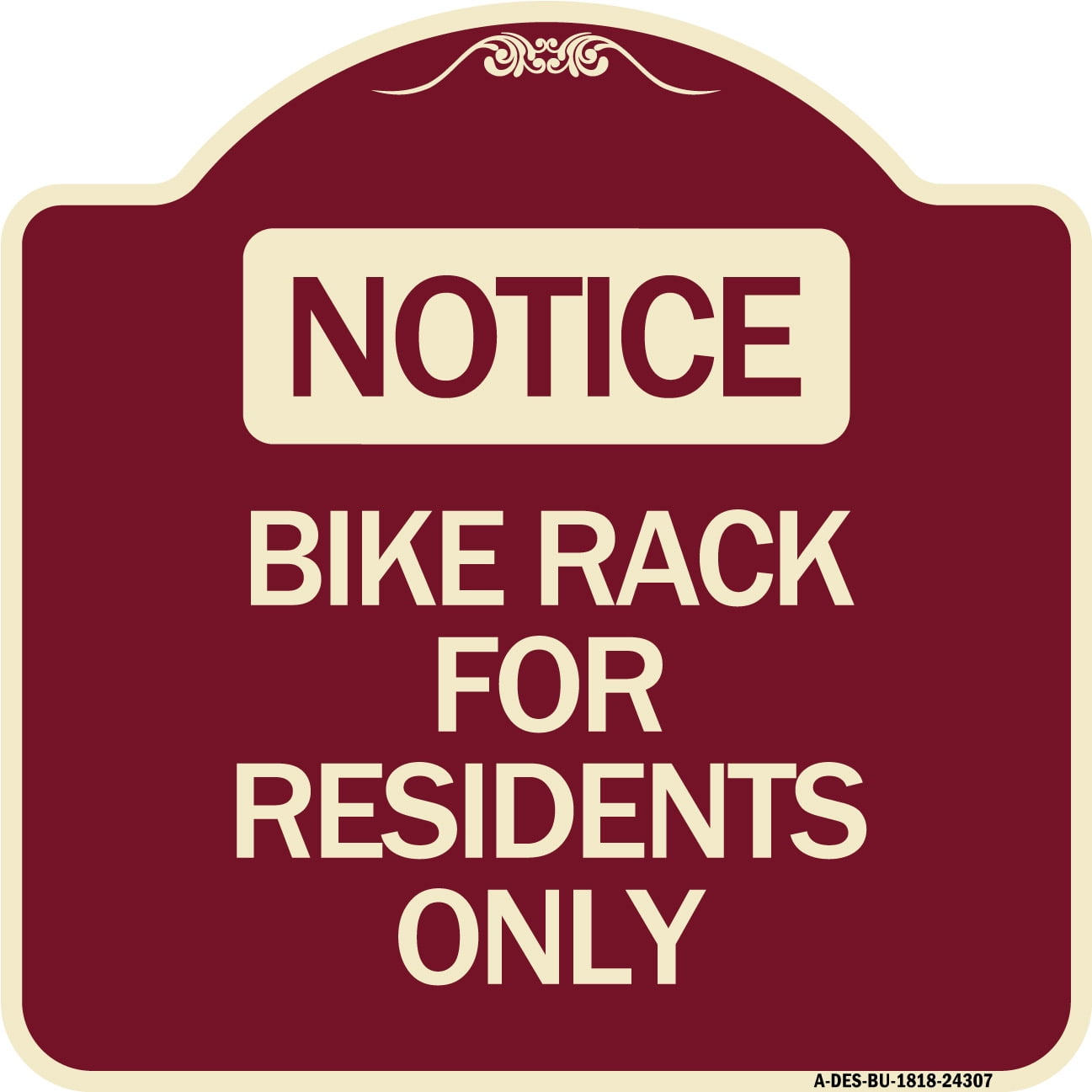 SignMission Designer Series Sign - Bike Rack for Residents Only ...
