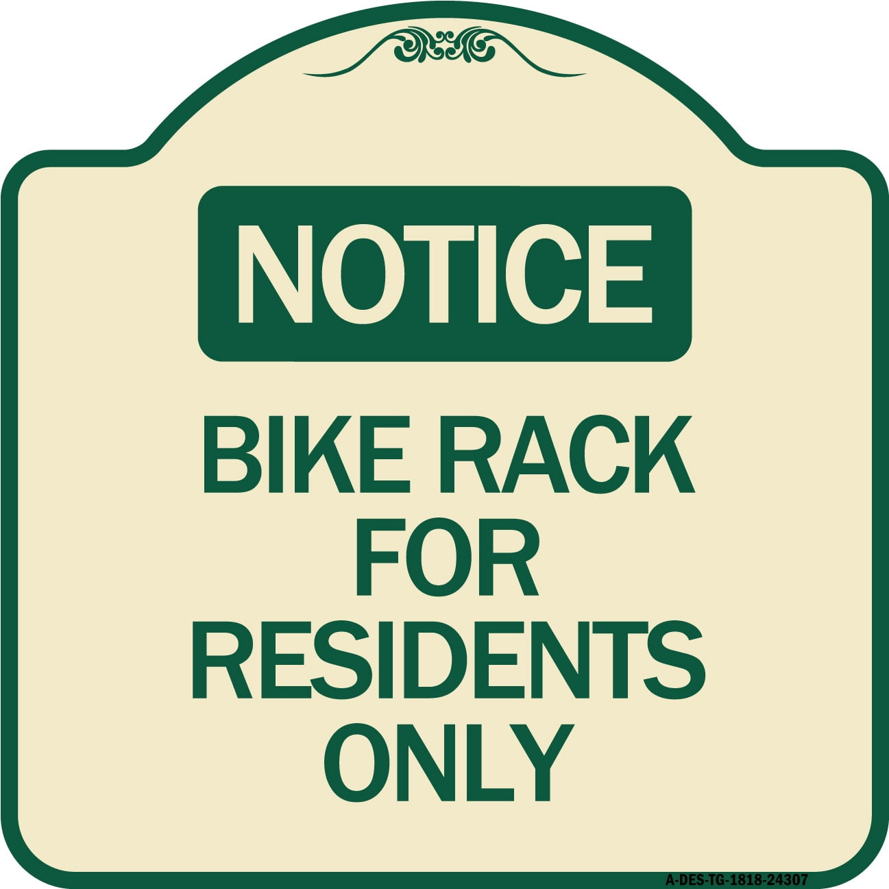 SignMission Designer Series Sign - Bike Rack for Residents Only | Tan ...