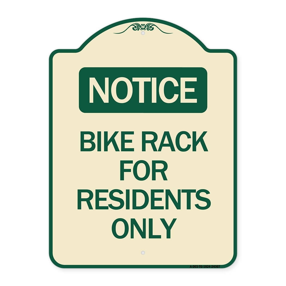SignMission Designer Series Sign - Bike Rack for Residents Only | Tan ...