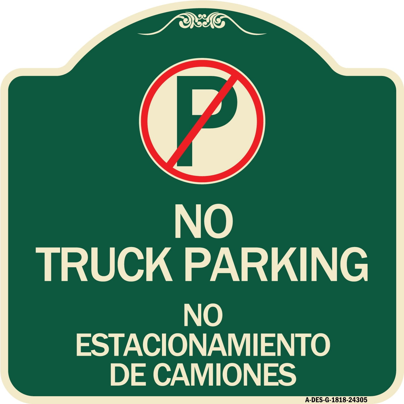 SignMission Designer Series Sign - Bilingual No Parking Sign No Truck ...