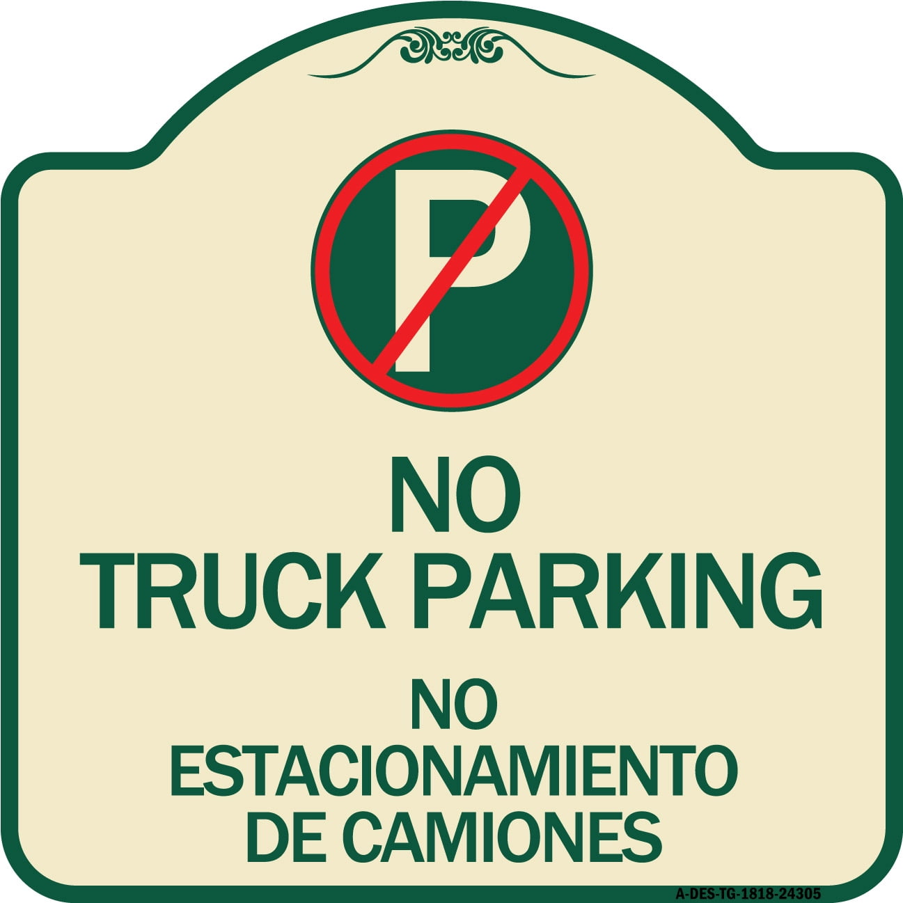 SignMission Designer Series Sign - Bilingual No Parking Sign No Truck ...