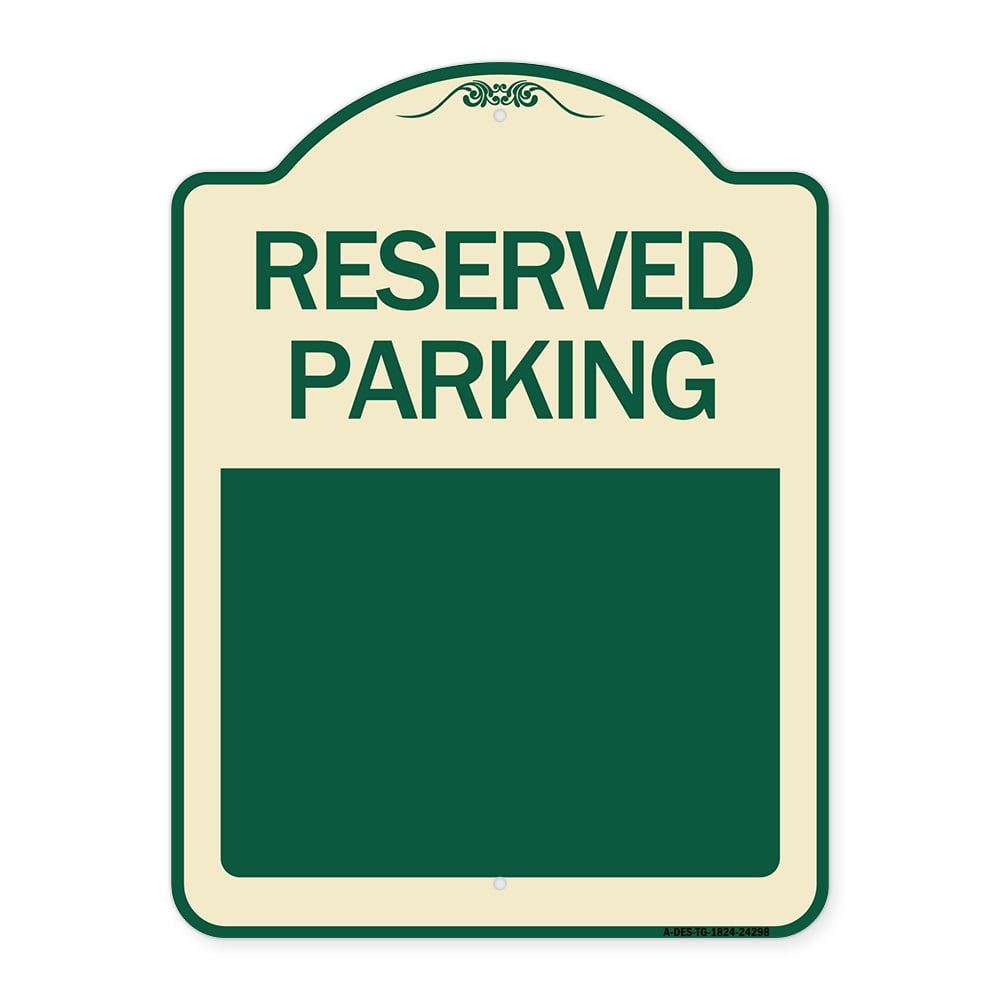 SignMission Designer Series Sign - Blank Reserved Parking | Tan & Green ...