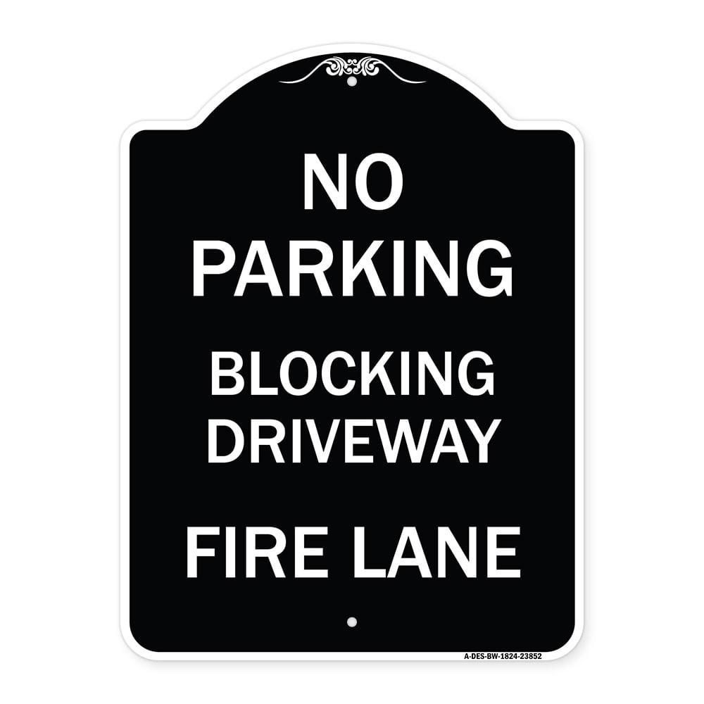 SignMission Designer Series Sign - No Blocking Driveway Fire Lane ...