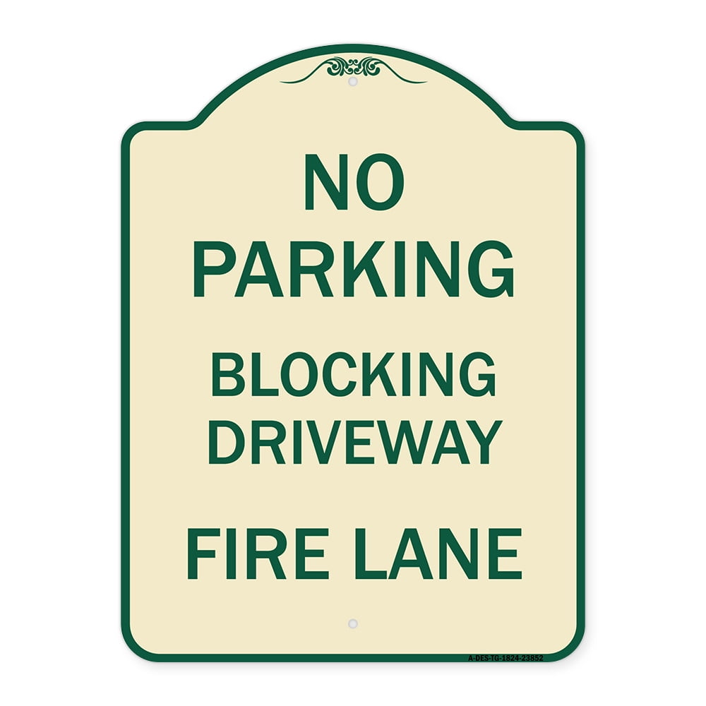 SignMission Designer Series Sign - No Blocking Driveway Fire Lane | Tan ...
