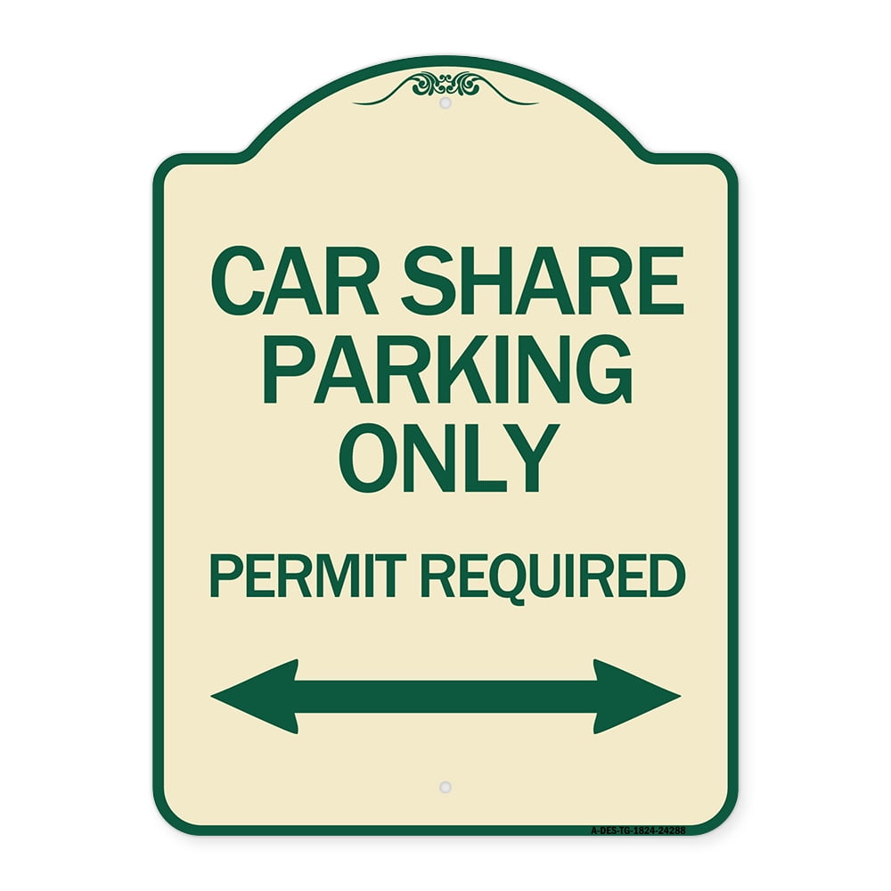 SignMission Designer Series Sign - Car Share Parking Only Permit ...