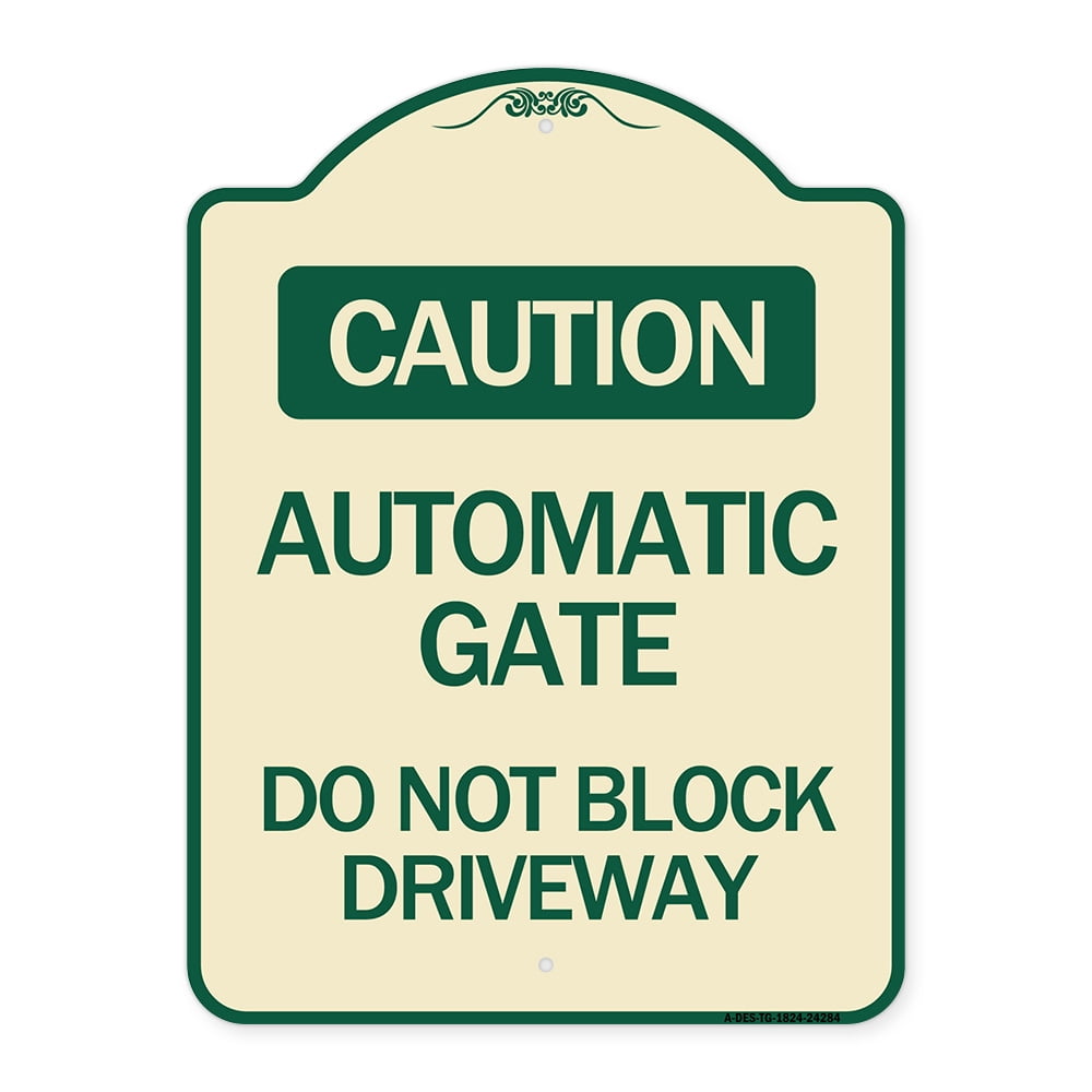 SignMission Designer Series Sign - Caution Automatic Gate Do Not Block ...