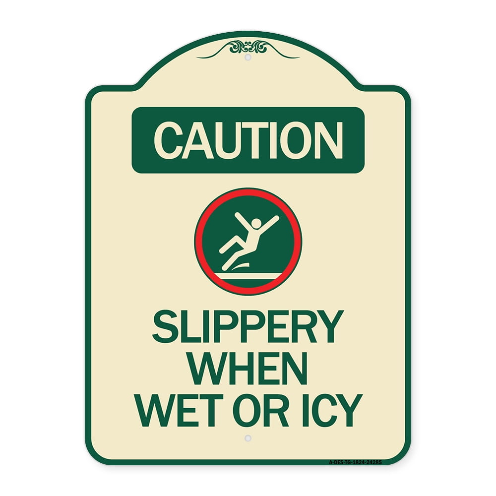 SignMission Designer Series Sign - Caution - Slippery When Wet or Icy ...