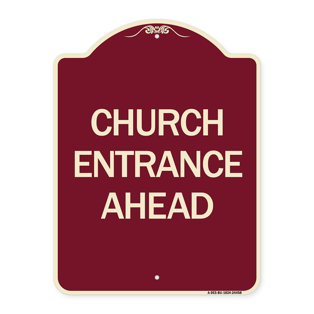 SignMission Designer Series Sign - Church Entrance Ahead | Burgundy 18 ...