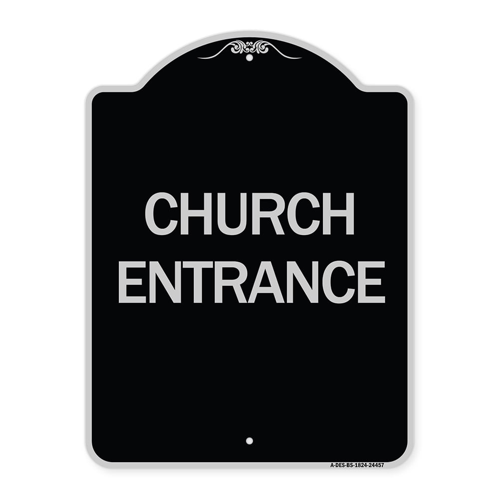 SignMission Designer Series Sign - Church Entrance | Black & Silver 18 ...