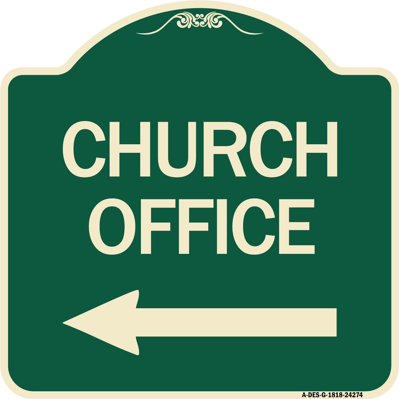 SignMission Designer Series Sign - Church Office | Green & Tan 18" X 18 ...