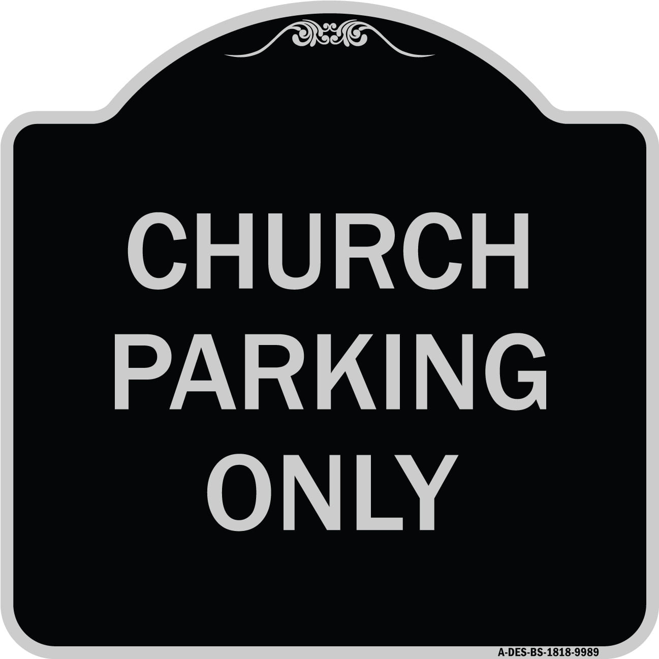 SignMission Designer Series Sign - Church Parking Only | Black & Silver ...