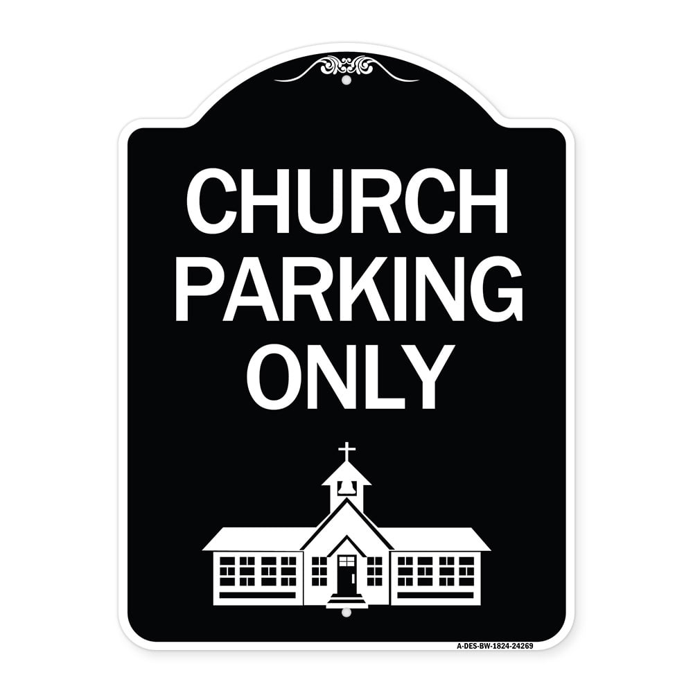 SignMission Designer Series Sign - Church Parking Only (Church Symbol ...