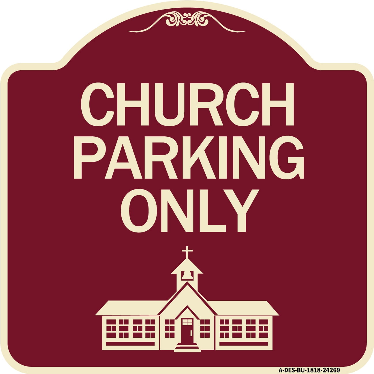 SignMission Designer Series Sign - Church Parking Only (Church Symbol ...