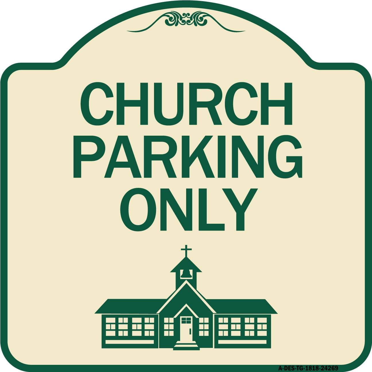 SignMission Designer Series Sign - Church Parking Only (Church Symbol ...