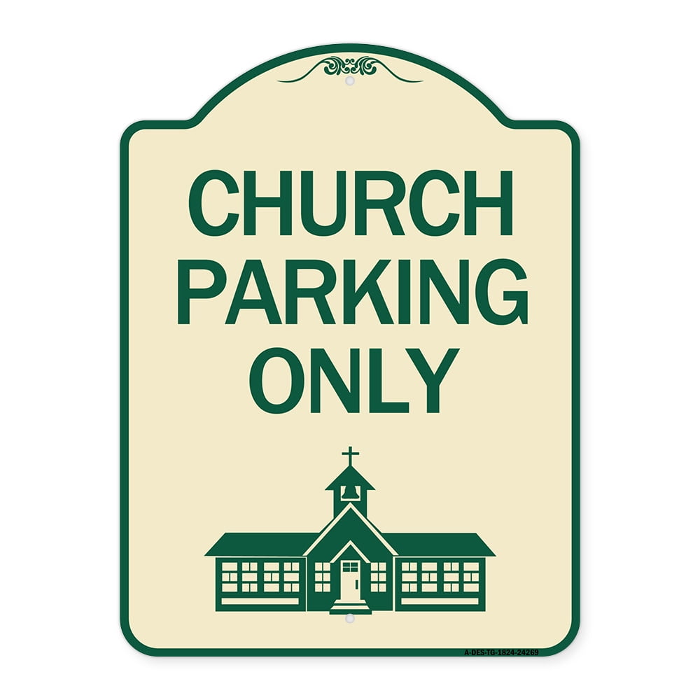 SignMission Designer Series Sign - Church Parking Only (Church Symbol ...