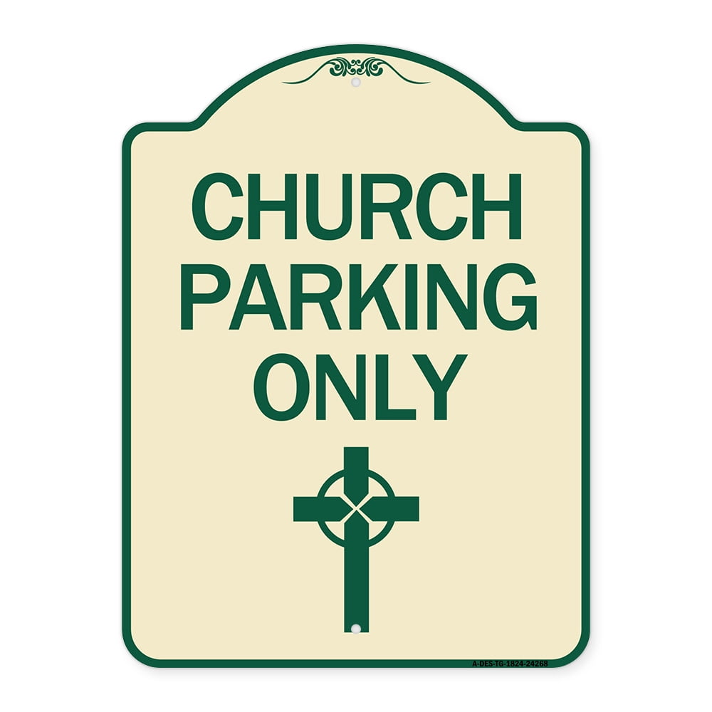 SignMission Designer Series Sign - Church Parking Only (Cross Symbol ...