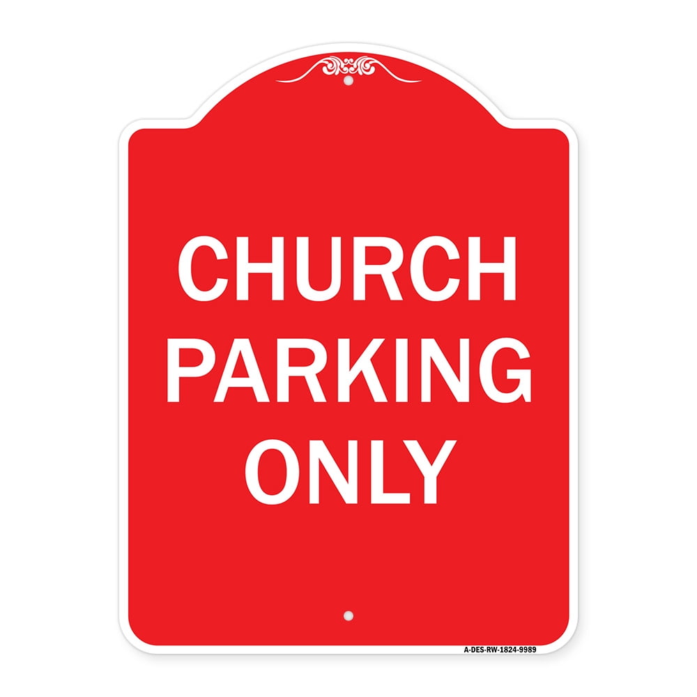 SignMission Designer Series Sign - Church Parking Only | Red & White 18 ...