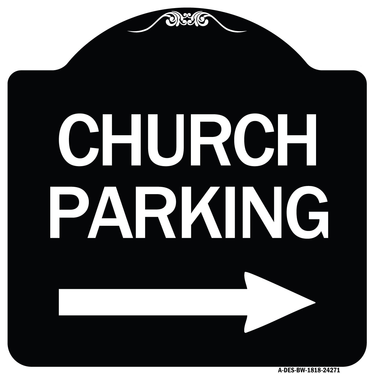 SignMission Designer Series Sign - Church Parking (With Right Arrow ...