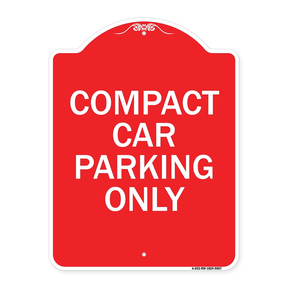 SignMission Designer Series Sign - Compact Car Parking Only | Red ...