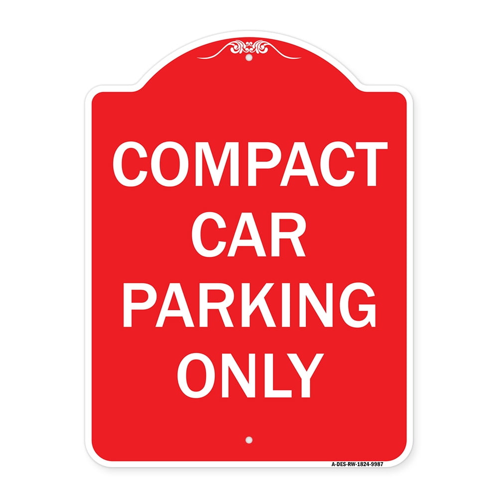 SignMission Designer Series Sign - Compact Car Parking Only | Red ...