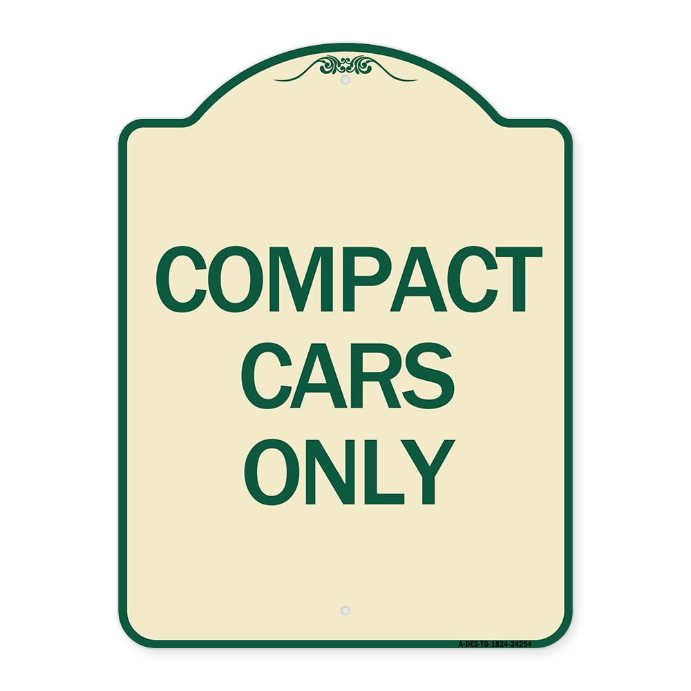 SignMission Designer Series Sign - Compact Car Only | Tan & Green 18" x ...