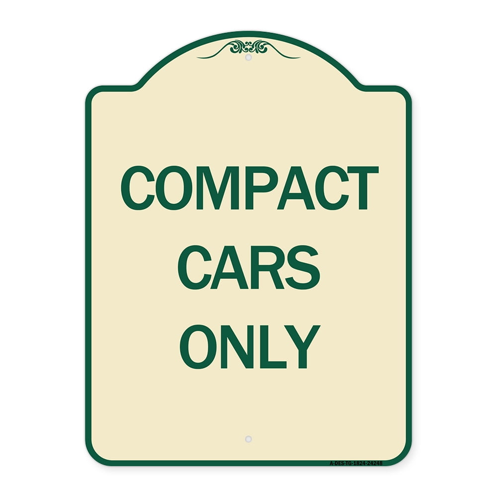 SignMission Designer Series Sign - Compact Cars Only | Tan & Green 18 ...
