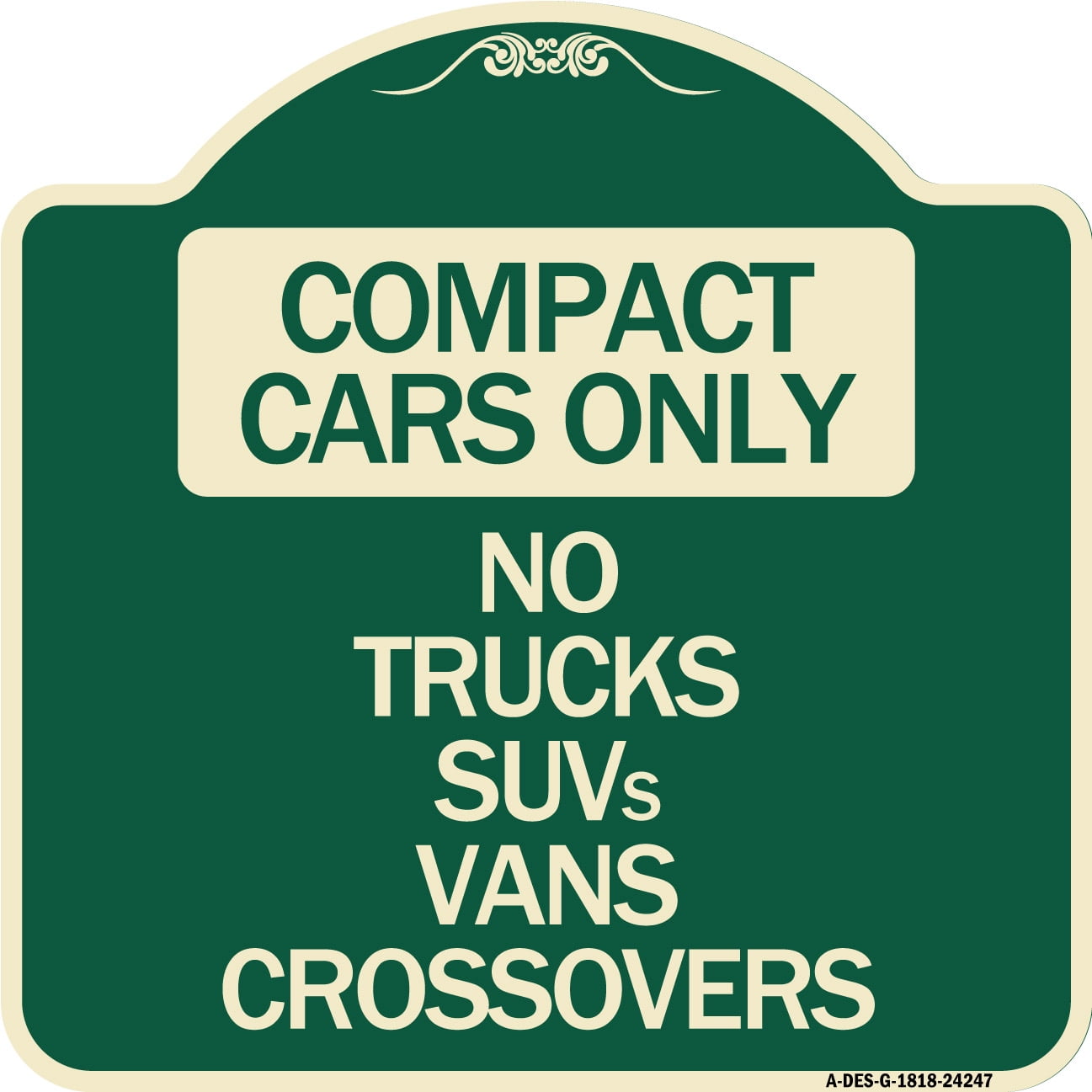 SignMission Designer Series Sign - Compact Cars Only - No Trucks SUVs ...