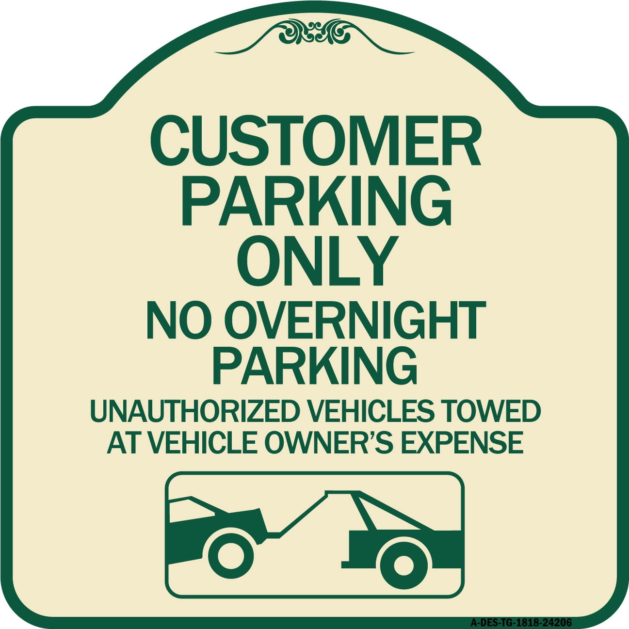 SignMission Designer Series Sign - Customer Parking Only No Overnight ...