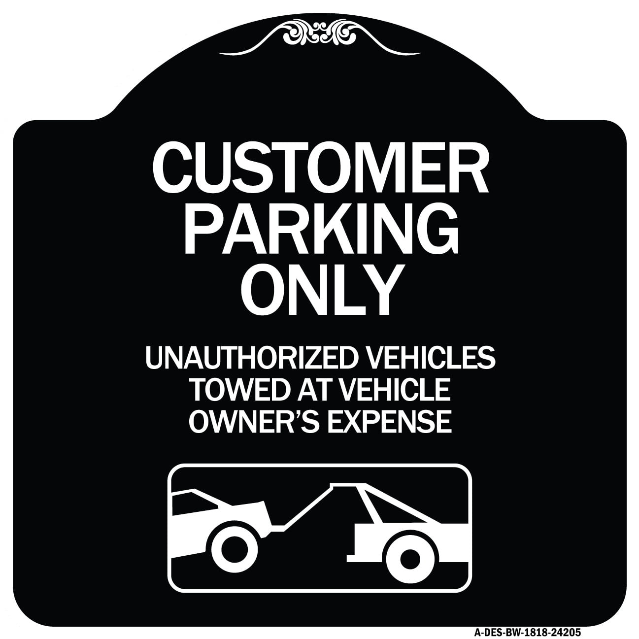 SignMission Designer Series Sign - Customer Parking Only Unauthorized ...