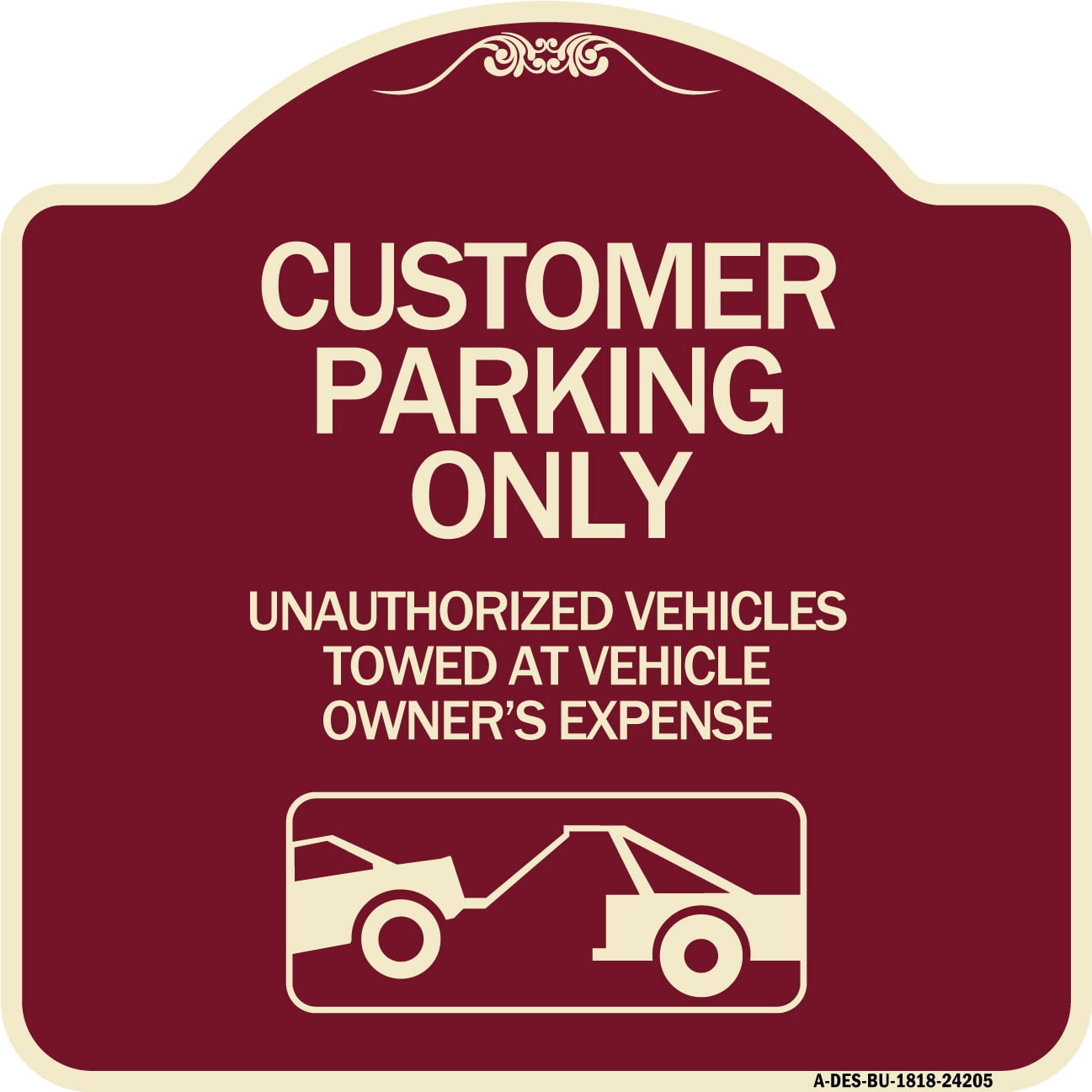 SignMission Designer Series Sign - Customer Parking Only Unauthorized ...