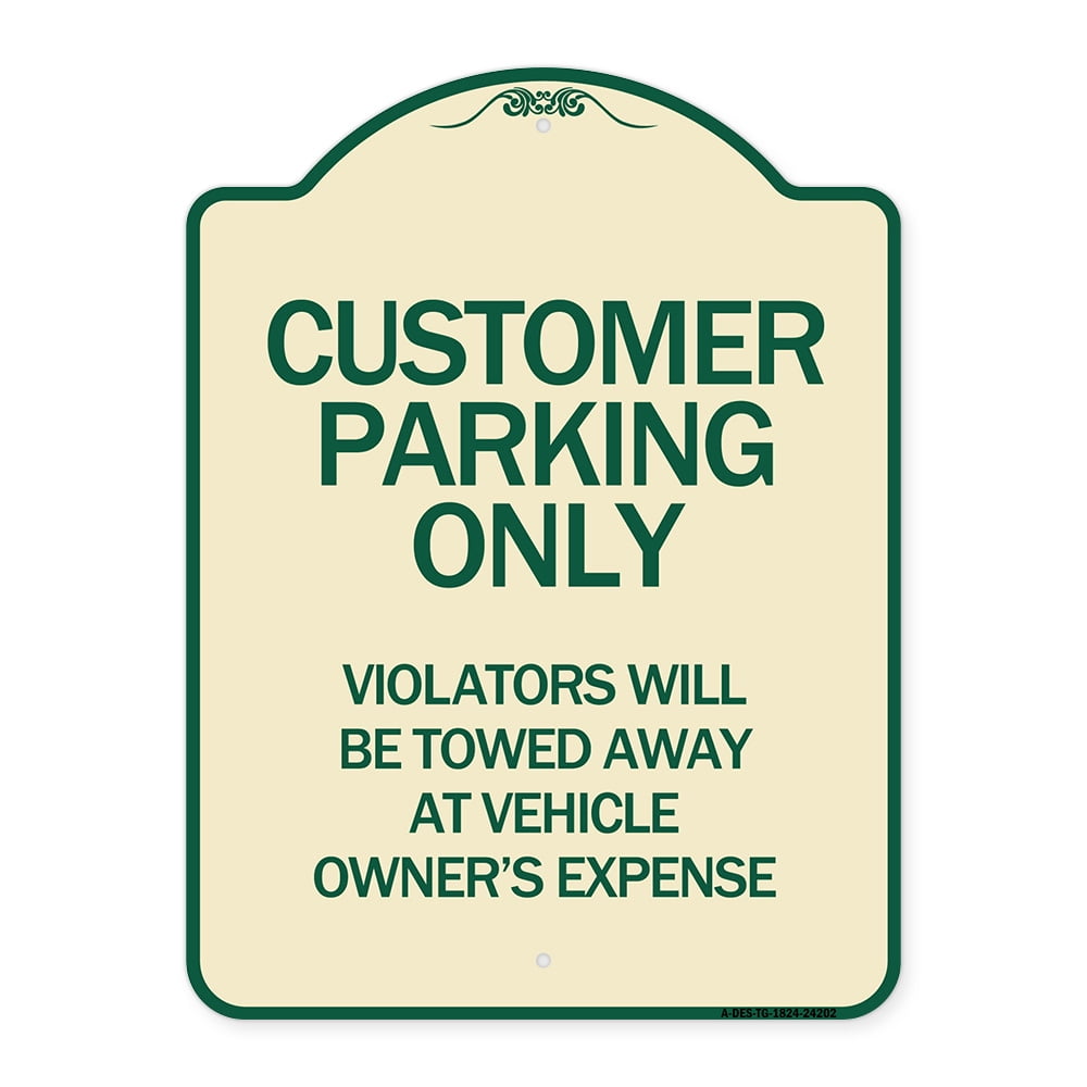 SignMission Designer Series Sign - Customer Parking Only Violators Will ...