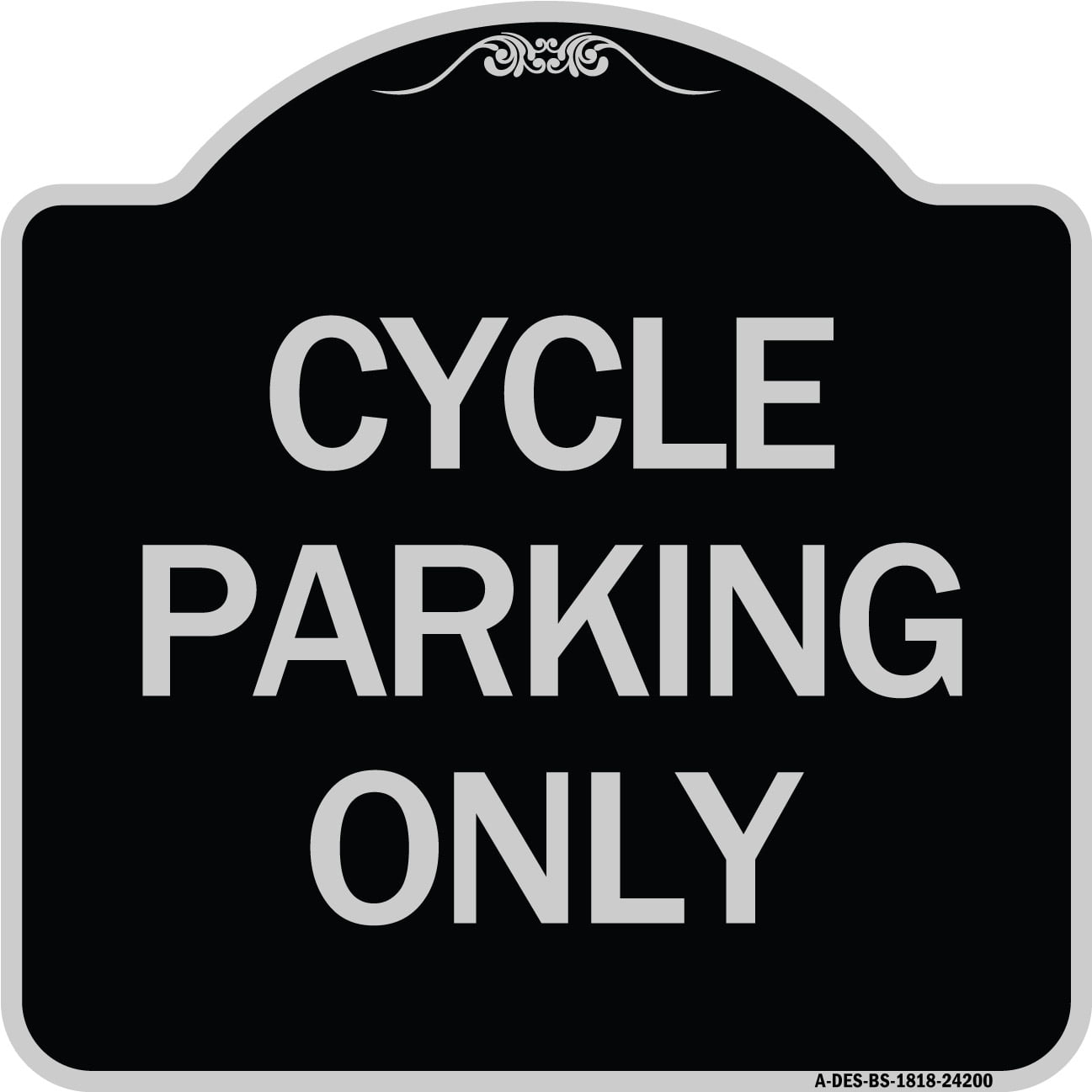 SignMission Designer Series Sign - Cycle Parking Only | Black & Silver ...
