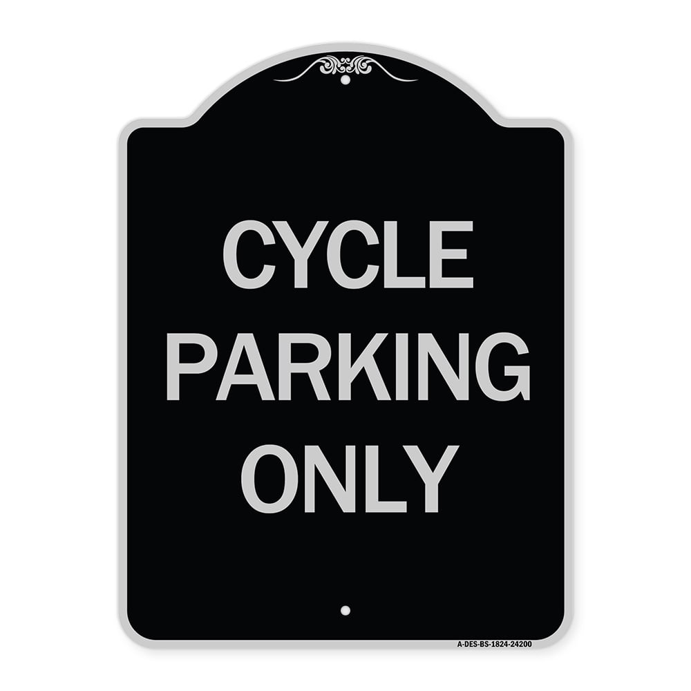 SignMission Designer Series Sign - Cycle Parking Only | Black & Silver ...