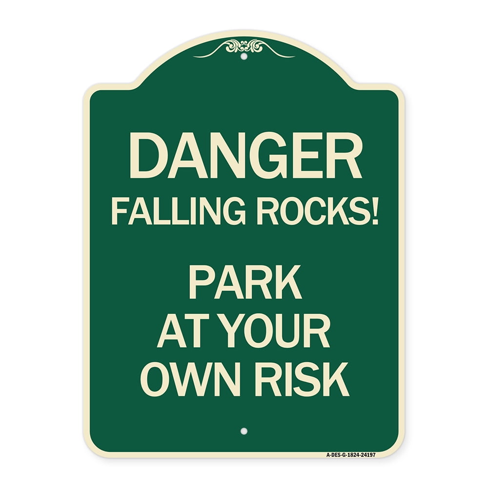 SignMission Designer Series Sign - Danger Falling Rocks! - Park at Your ...