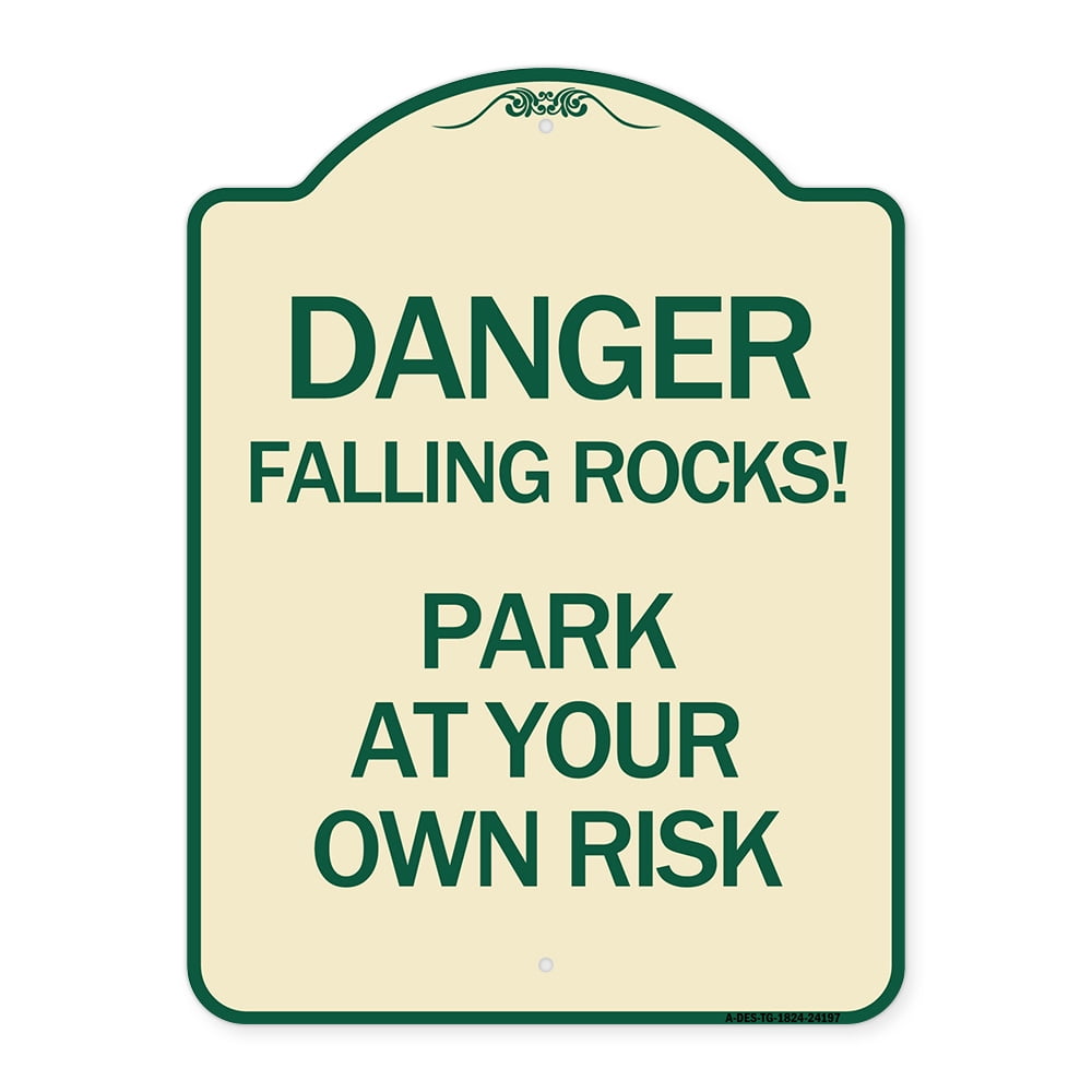 SignMission Designer Series Sign - Danger Falling Rocks! - Park at Your ...